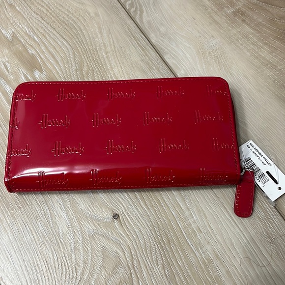 Harrods | Bags | Harrods Patent Leather Zip Around Wallet Red New ...